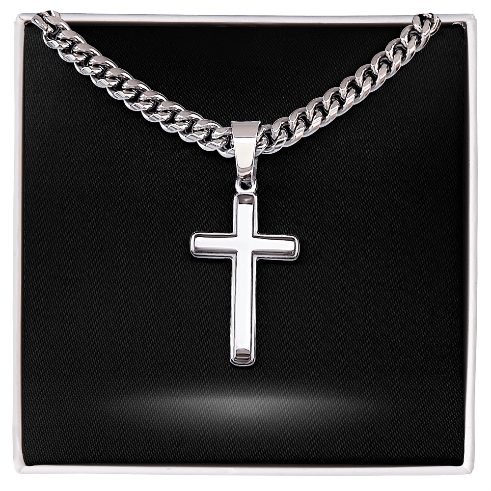 Cuban Chain Engraved Cross and Personal Card – JVL Jewelry
