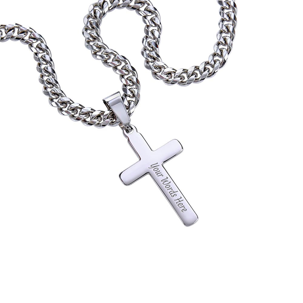 Cuban Chain Engraved Cross and Personal Card – JVL Jewelry
